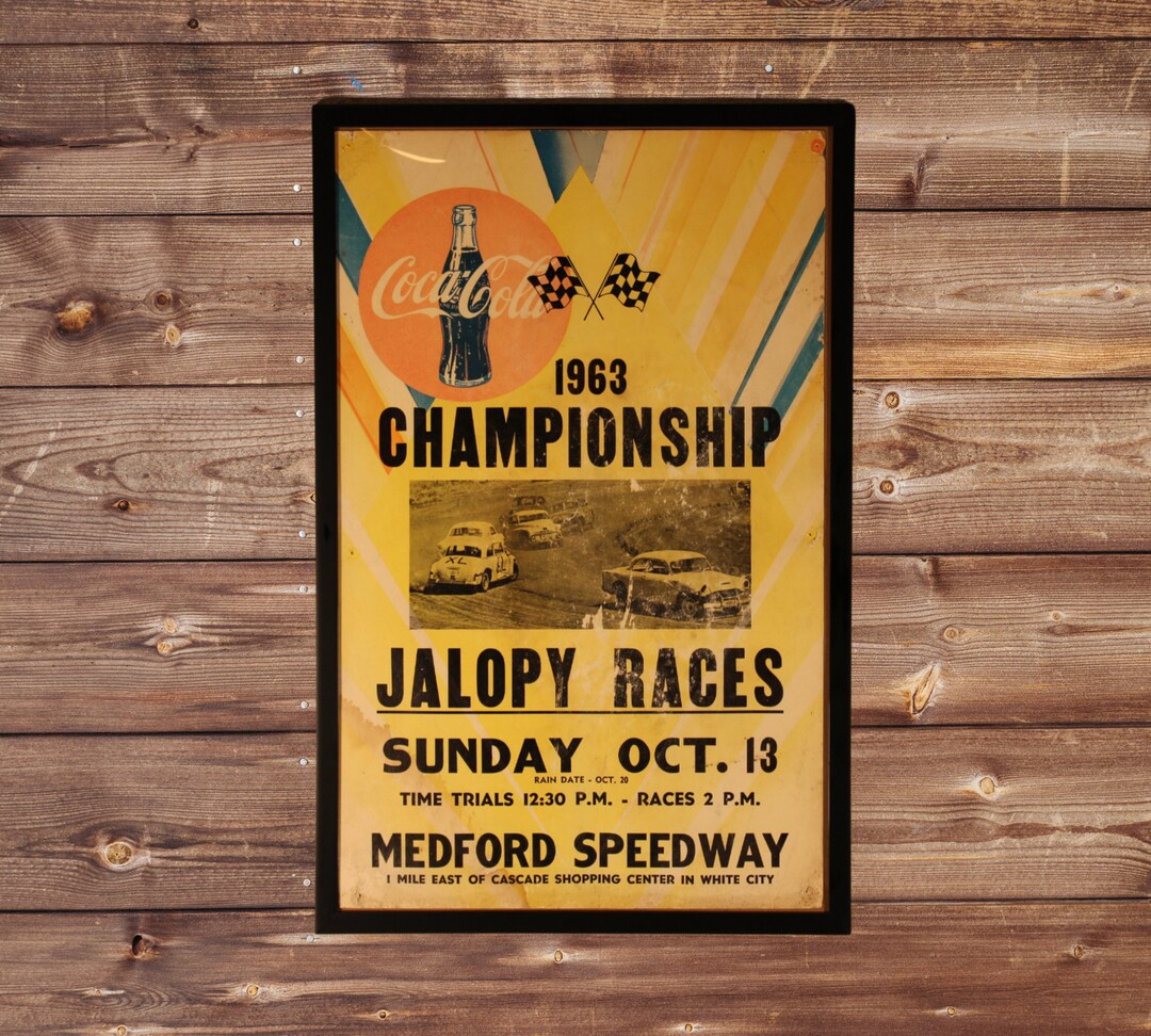 1963 Jalopy Auto Racing 14X22 Framed Poster! Medford Speedway Vintage ...