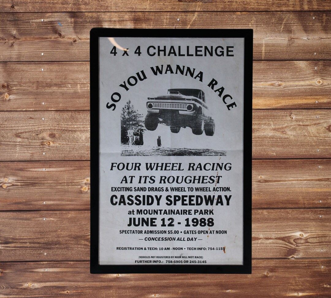 1988 4X4 off Road Four Wheel Racing Framed Poster! Vintage Rare SCORE ...