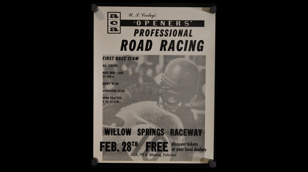 1960s California Motorcycle Race Poster Willow Springs Rare Flyer Ad ...