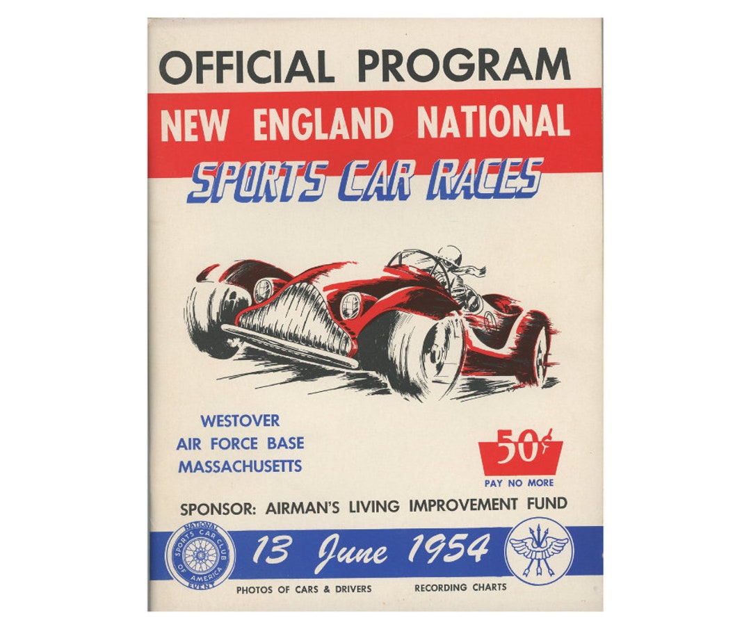 1955 New England National Sport Car Race Program! Rare Vintage Westover ...