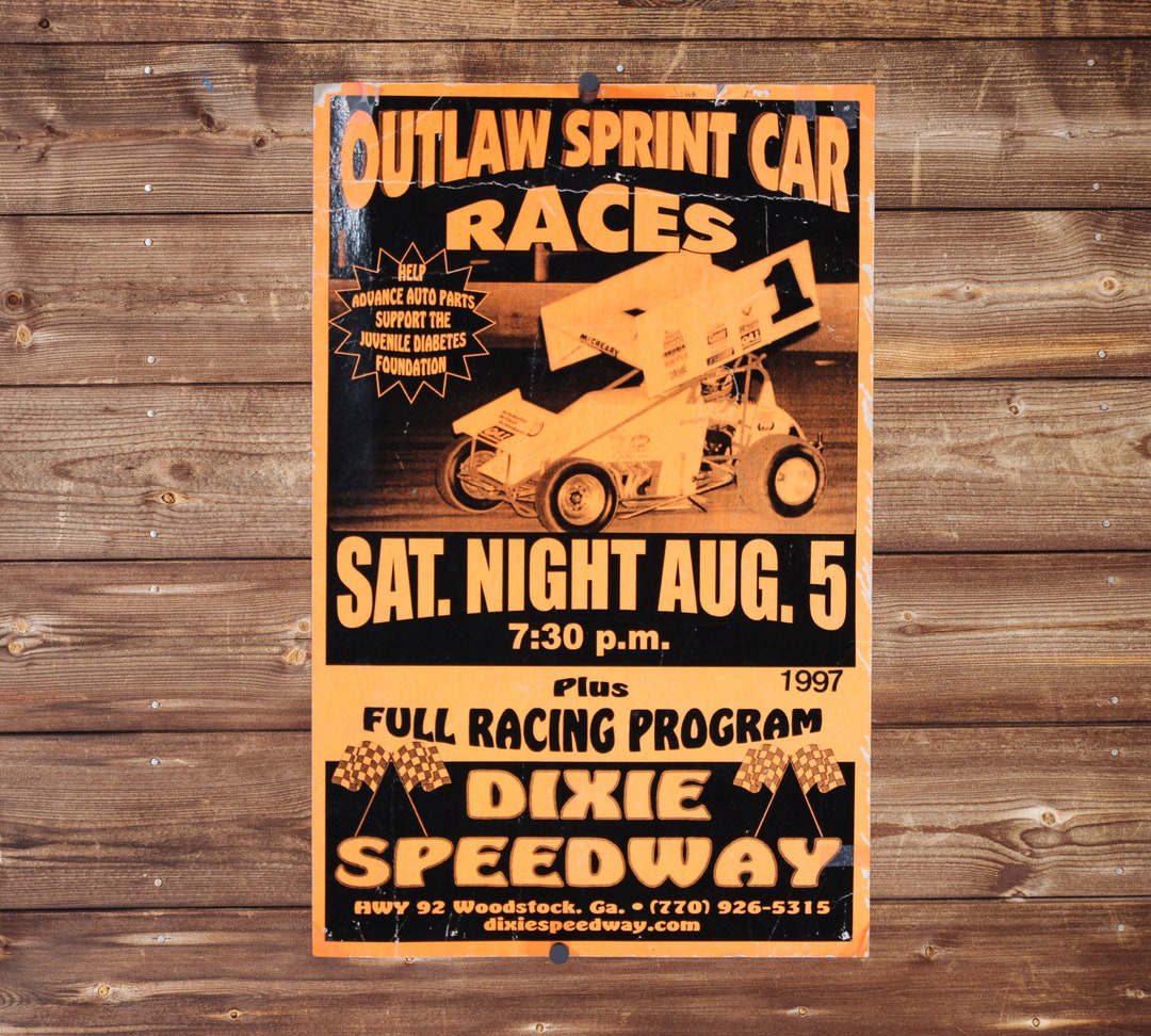 1997 Dixie Speedway Georgia Racing Poster! Rare Outlaw Sprint Car Race ...