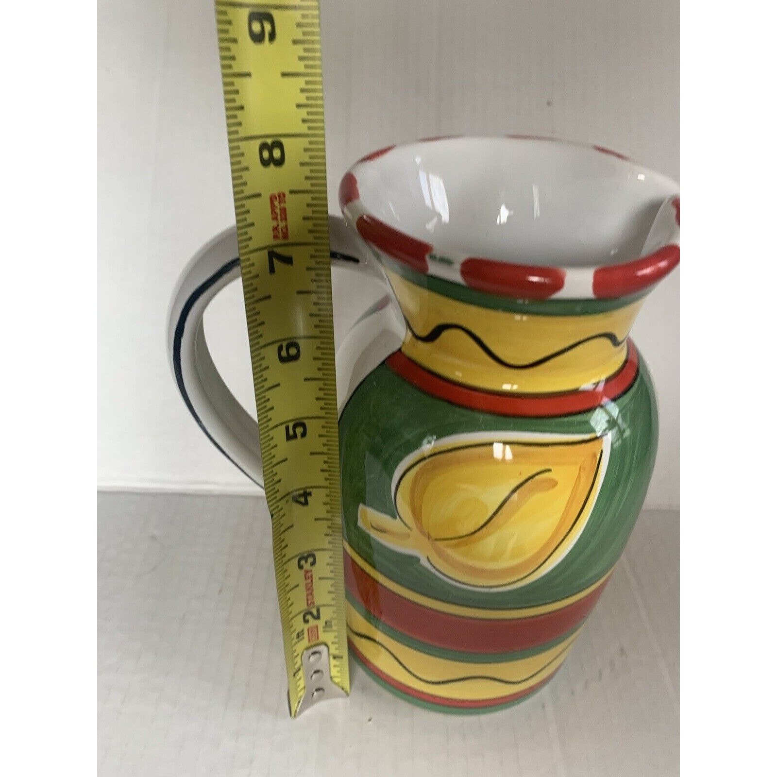 Vintage Italian Deruta Hand Painted Art Pottery Jug Pitcher Decanter ...