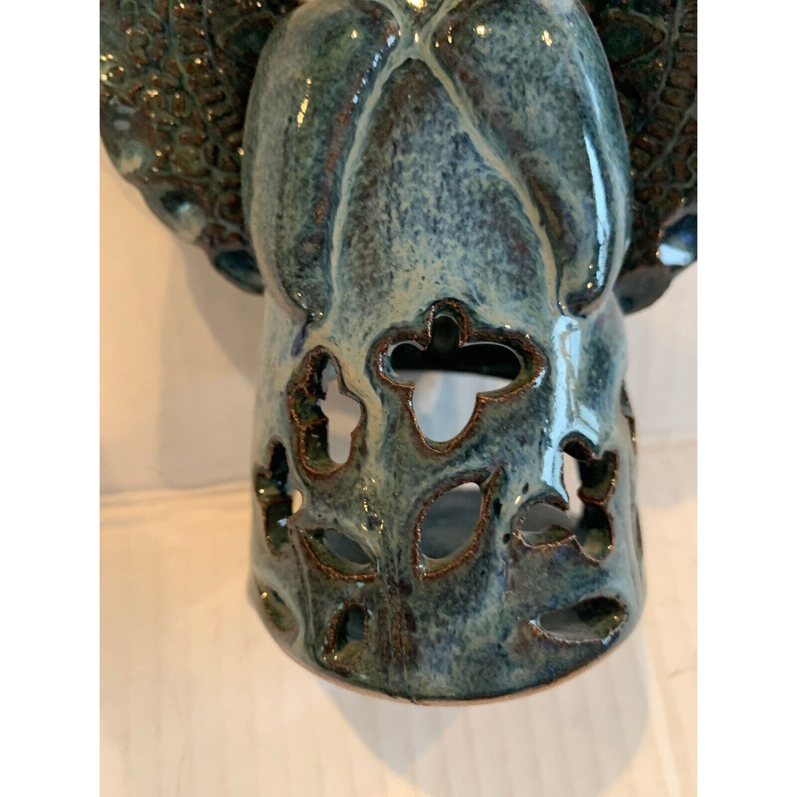 Vintage Handmade Pottery Angel Tea Light Blue Glaze Signed by Potternot ...