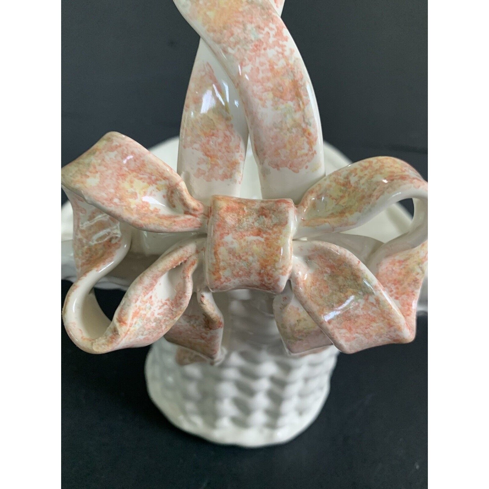 Vintage Studio Nova Portugal Peach and White Ceramic Weave Basket With ...