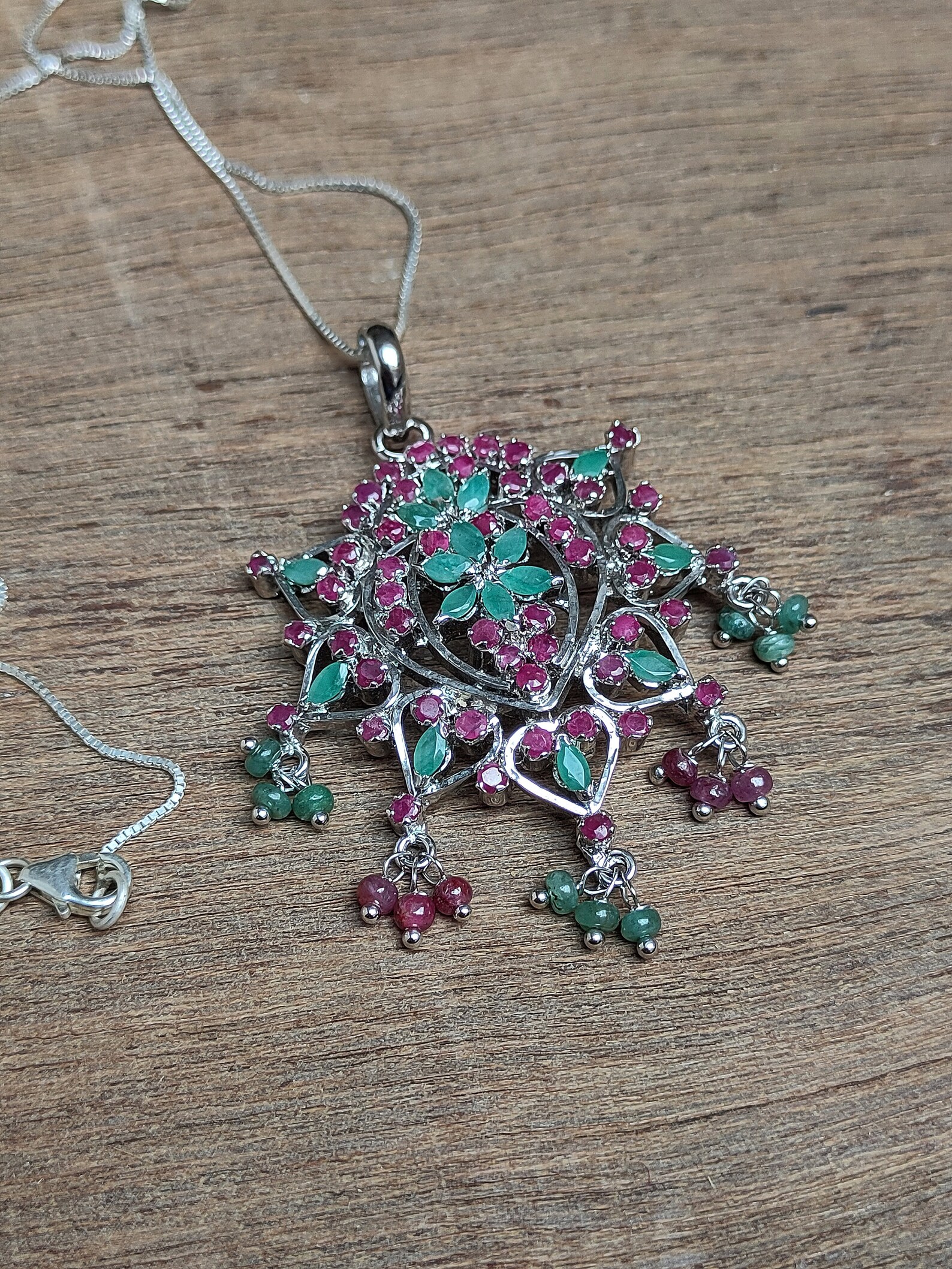 Large Natural Multi Gemstone Pendant 92.5 Sterling Silver - Etsy