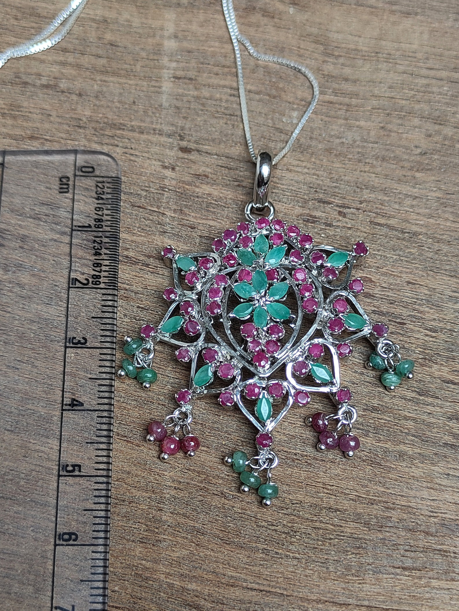 Large Natural Multi Gemstone Pendant 92.5 Sterling Silver - Etsy