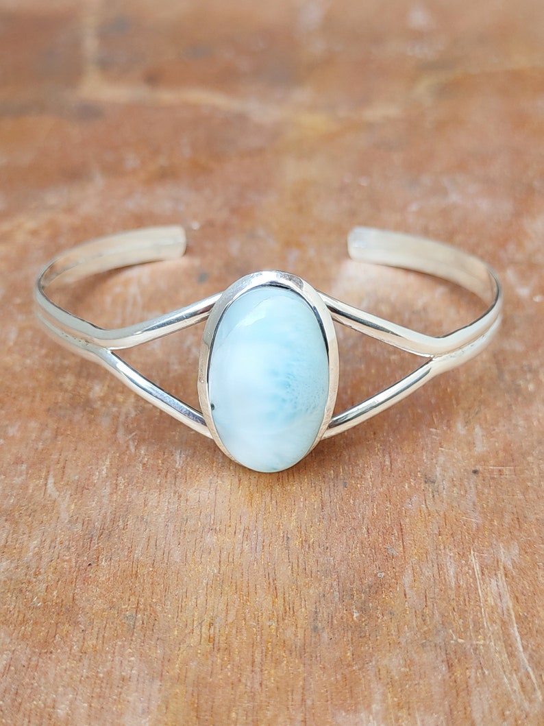 Natural Larimar Bangle 92.5 Sterling Silver Bangle Vintage - Etsy