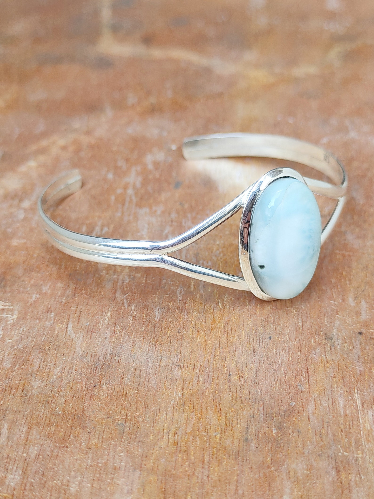 Natural Larimar Bangle 92.5 Sterling Silver Bangle Vintage - Etsy