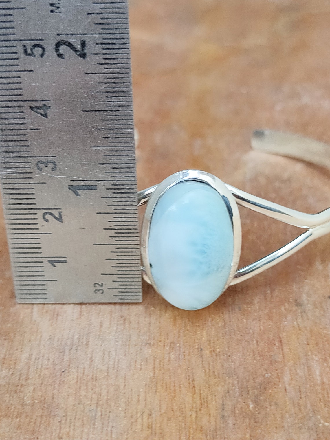 Natural Larimar Bangle 92.5 Sterling Silver Bangle Vintage - Etsy