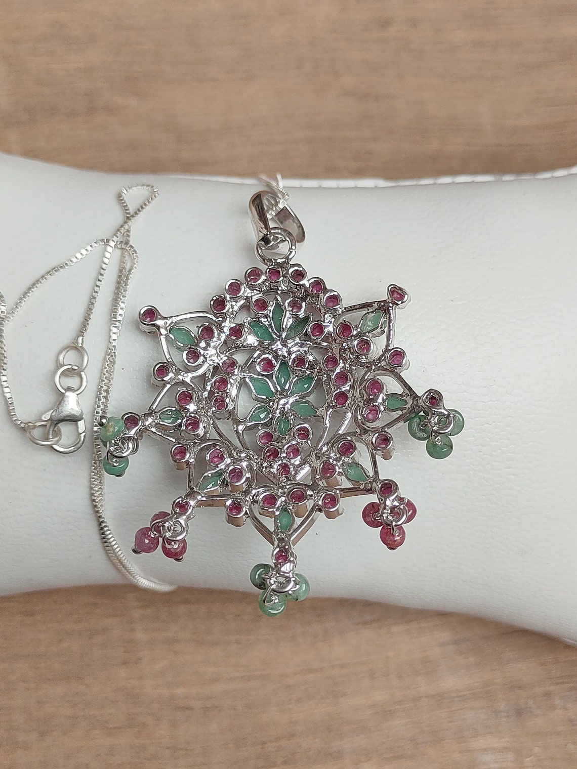 Large Natural Multi Gemstone Pendant 92.5 Sterling Silver - Etsy