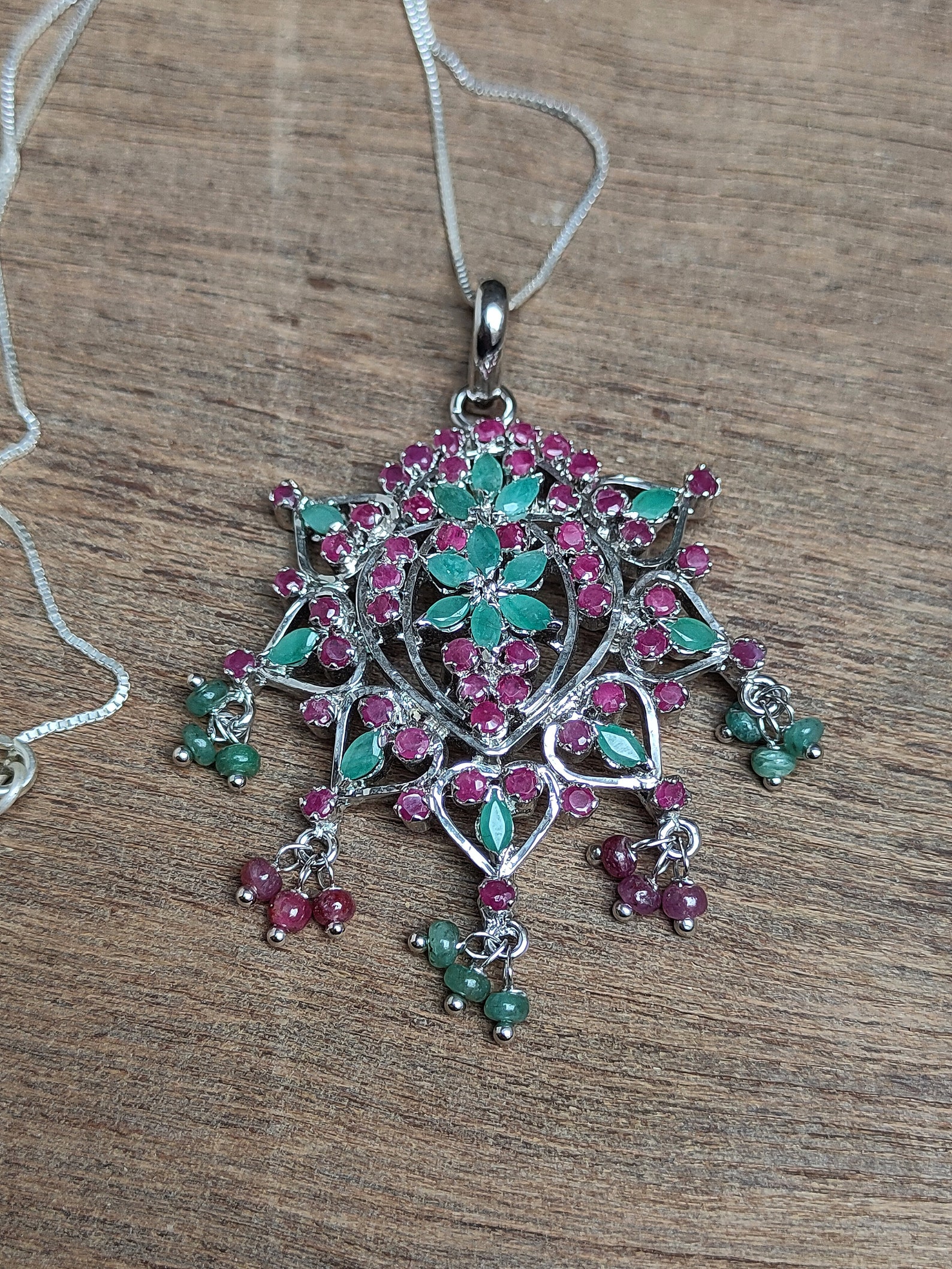 Large Natural Multi Gemstone Pendant 92.5 Sterling Silver - Etsy