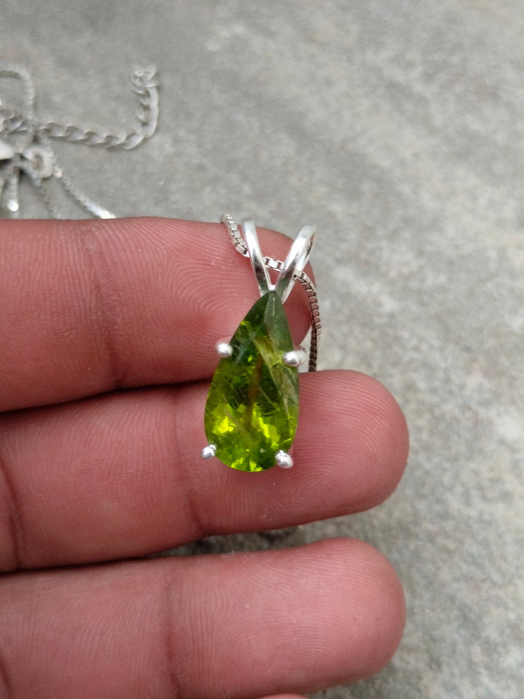 Certified Large Peridot Silver Necklace,natural Peridot Silver Pendant ...