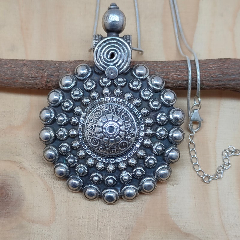 Large Silver Pendant - Etsy