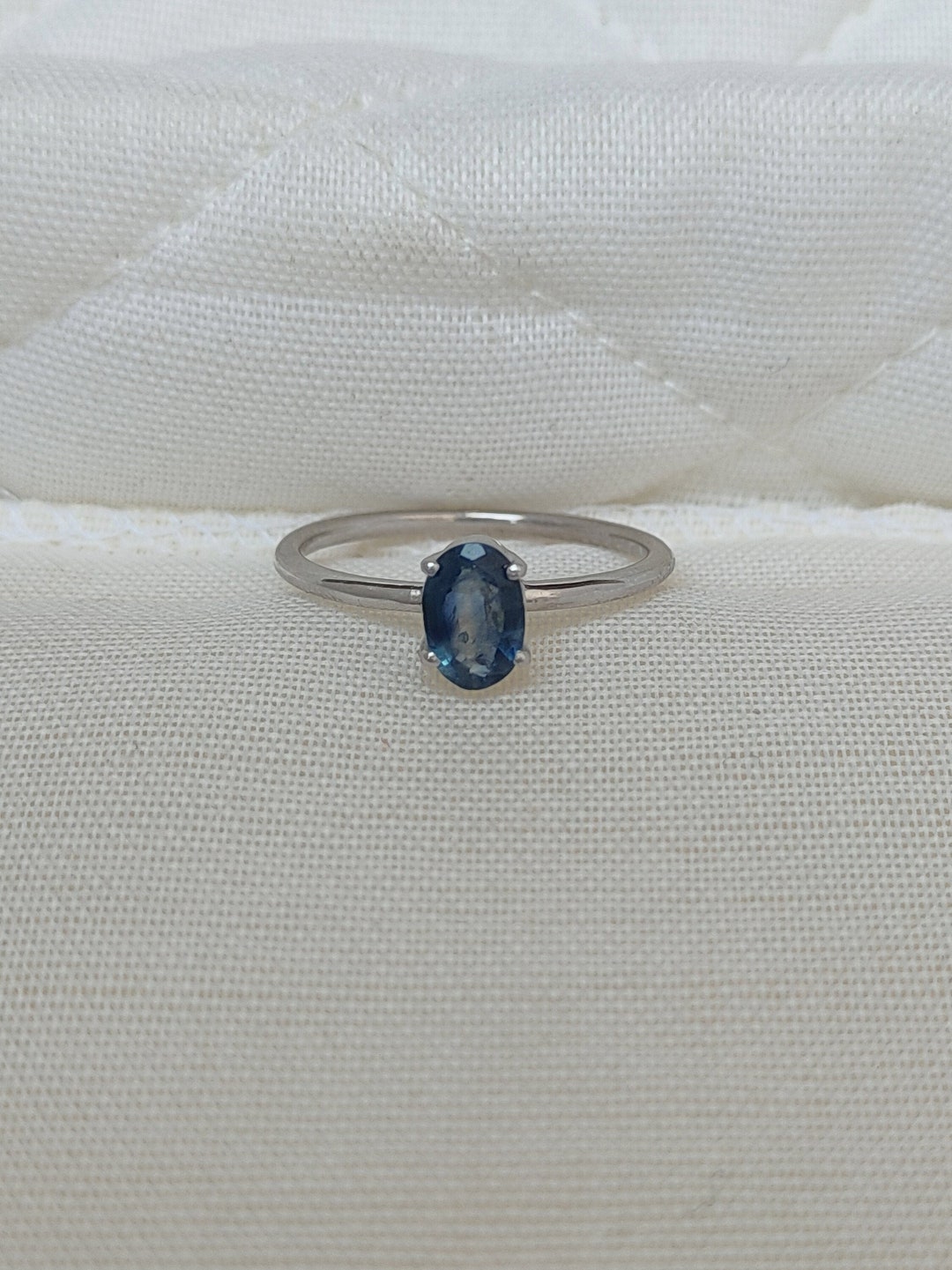 Zierlicher Saphir Silberring, Natürlicher Blauer Saphir Ring, 925 ...