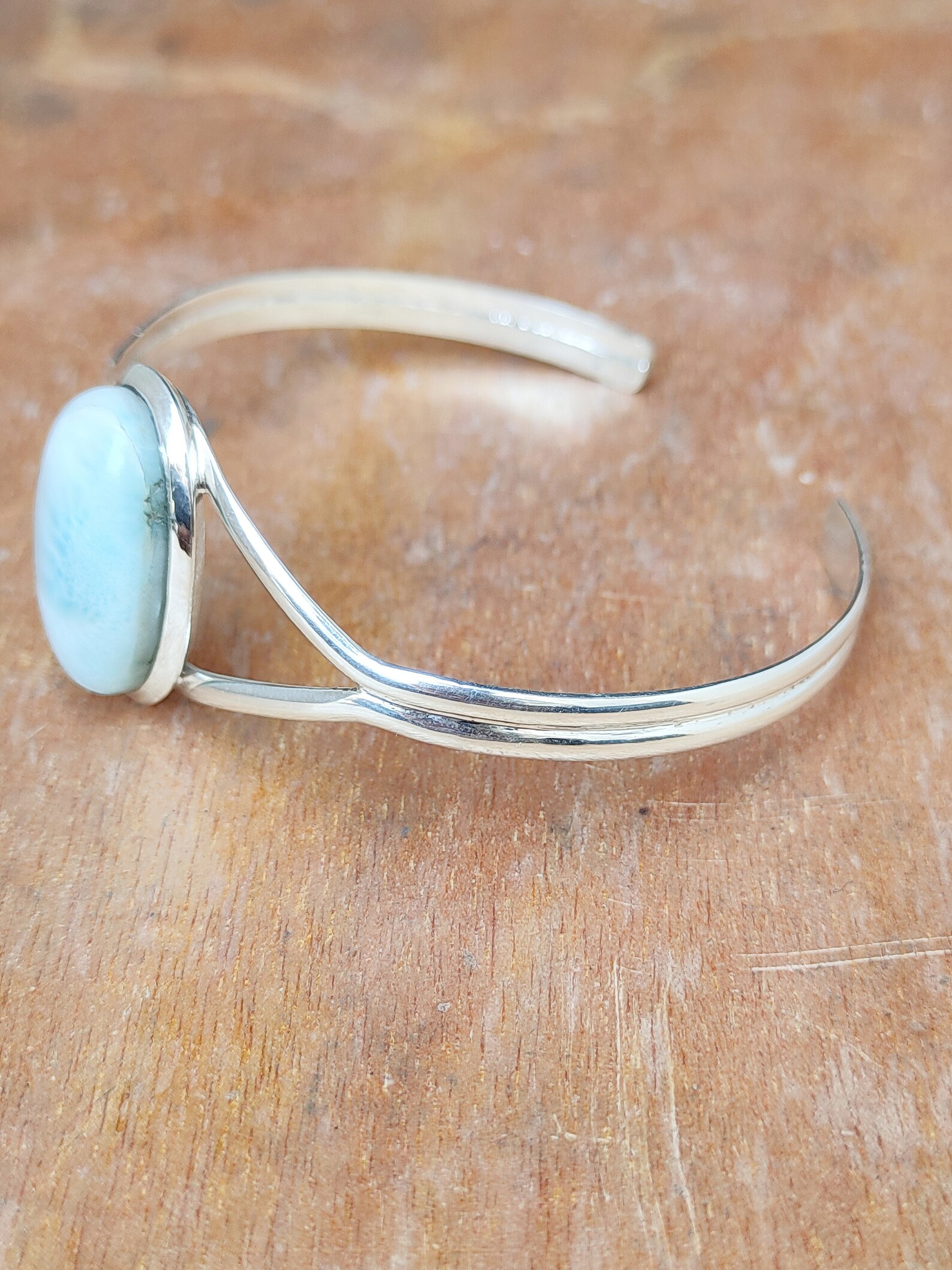Natural Larimar Bangle 92.5 Sterling Silver Bangle Vintage - Etsy