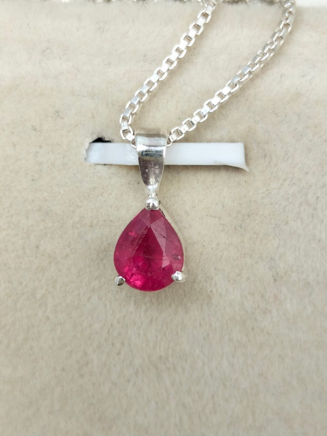 Certified Natural Genuine Ruby Necklace, 92.5 Sterling Silver Pendant ...
