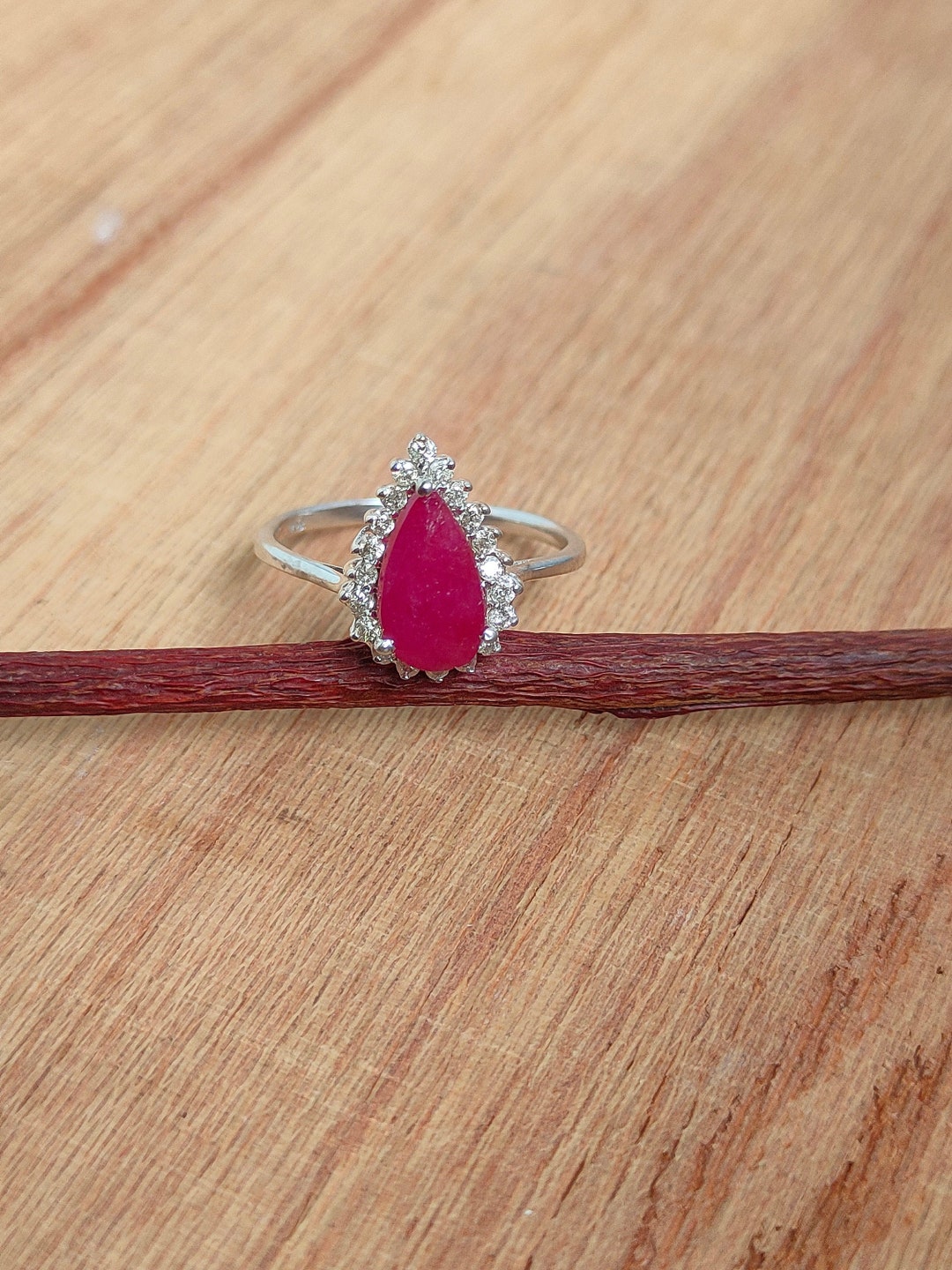 Certified Natural Ruby Ring in Solid 92.5 Sterling Silver, Natural Ruby Diamond Ring - Etsy