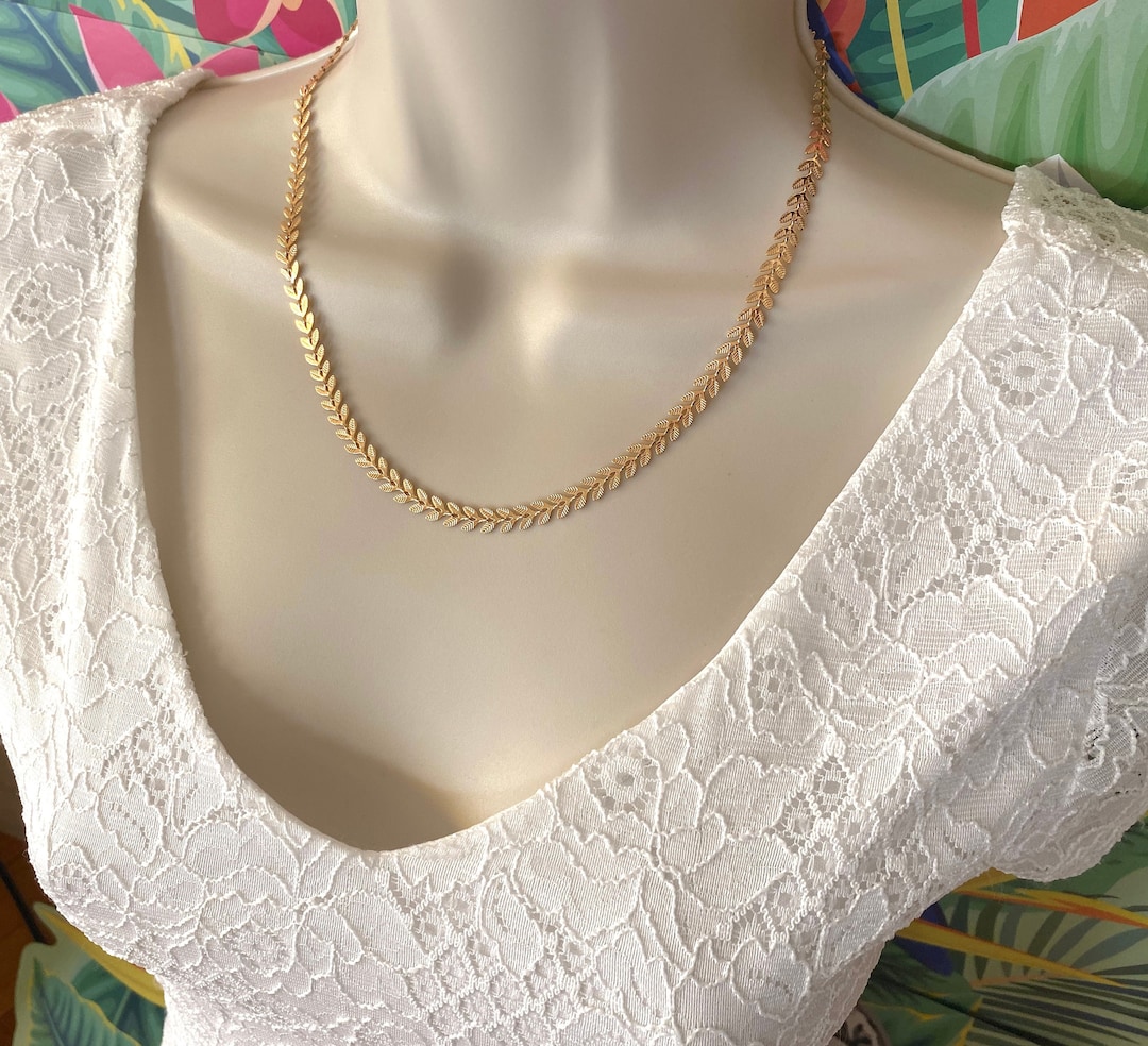 18K Gold Plated Epi Chain Necklace, Laurel Chain, Gold Boho Chic ...