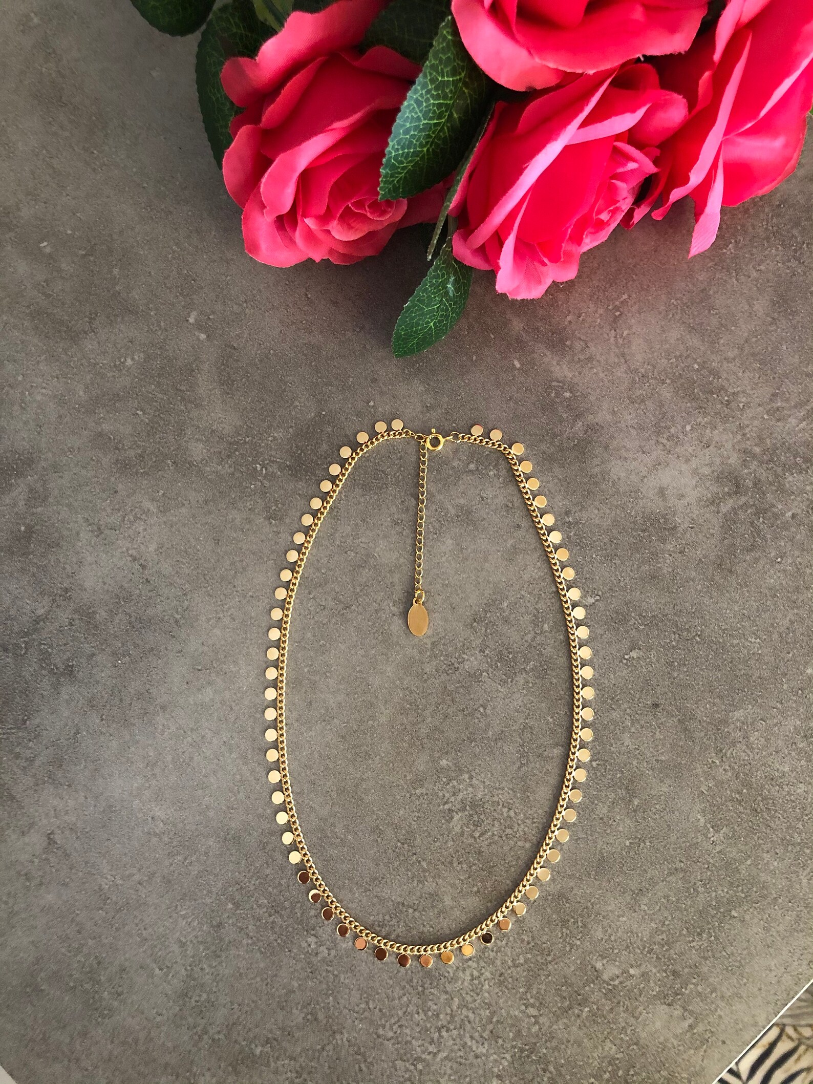18k gold-plated Anjali necklace chain dotted with fine gold | Etsy