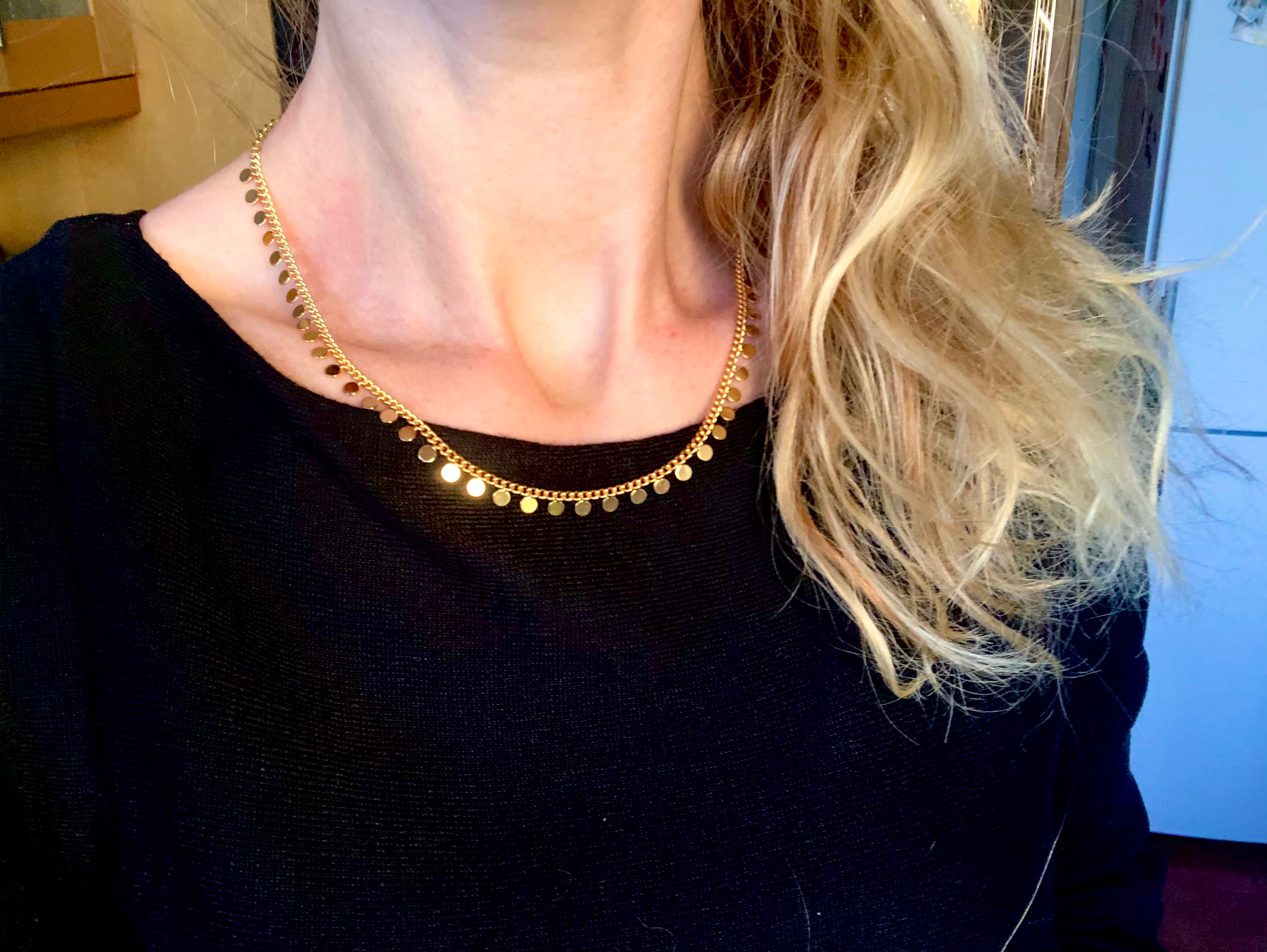 18k gold-plated Anjali necklace chain dotted with fine gold | Etsy