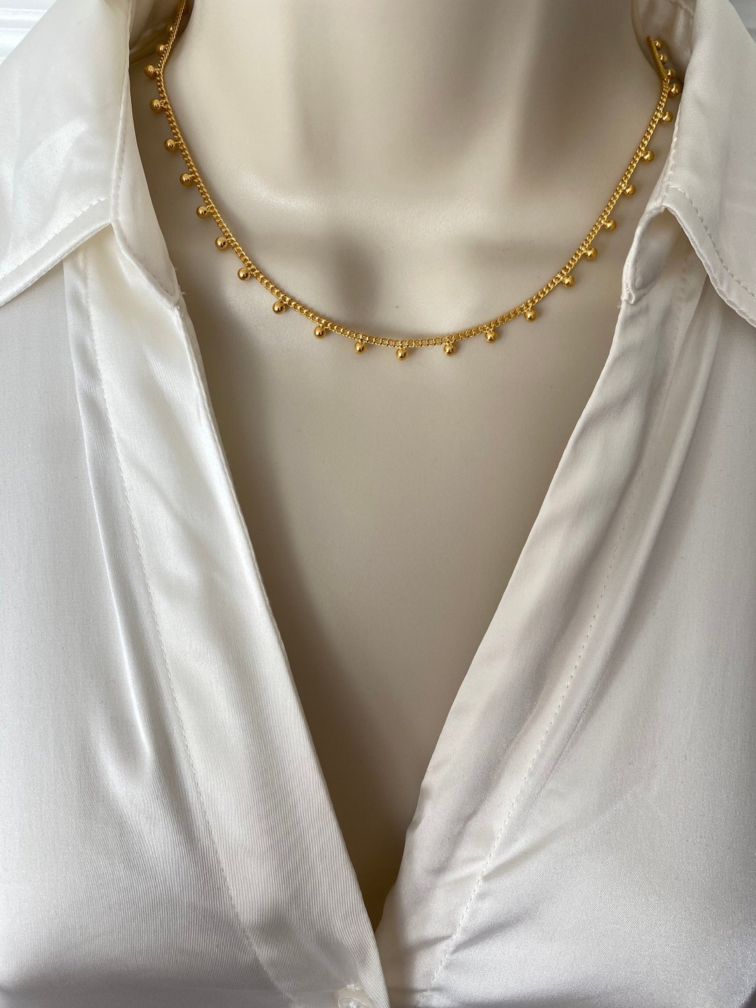Fine Negara Necklace Plated With 18 Carat Fine Gold, Fine Ball Chain ...