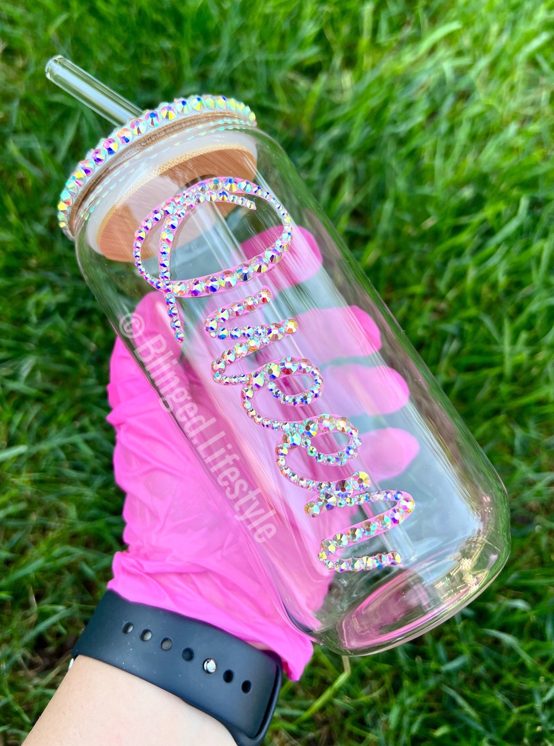 Name Glass Can Custom Bling Cup - Etsy