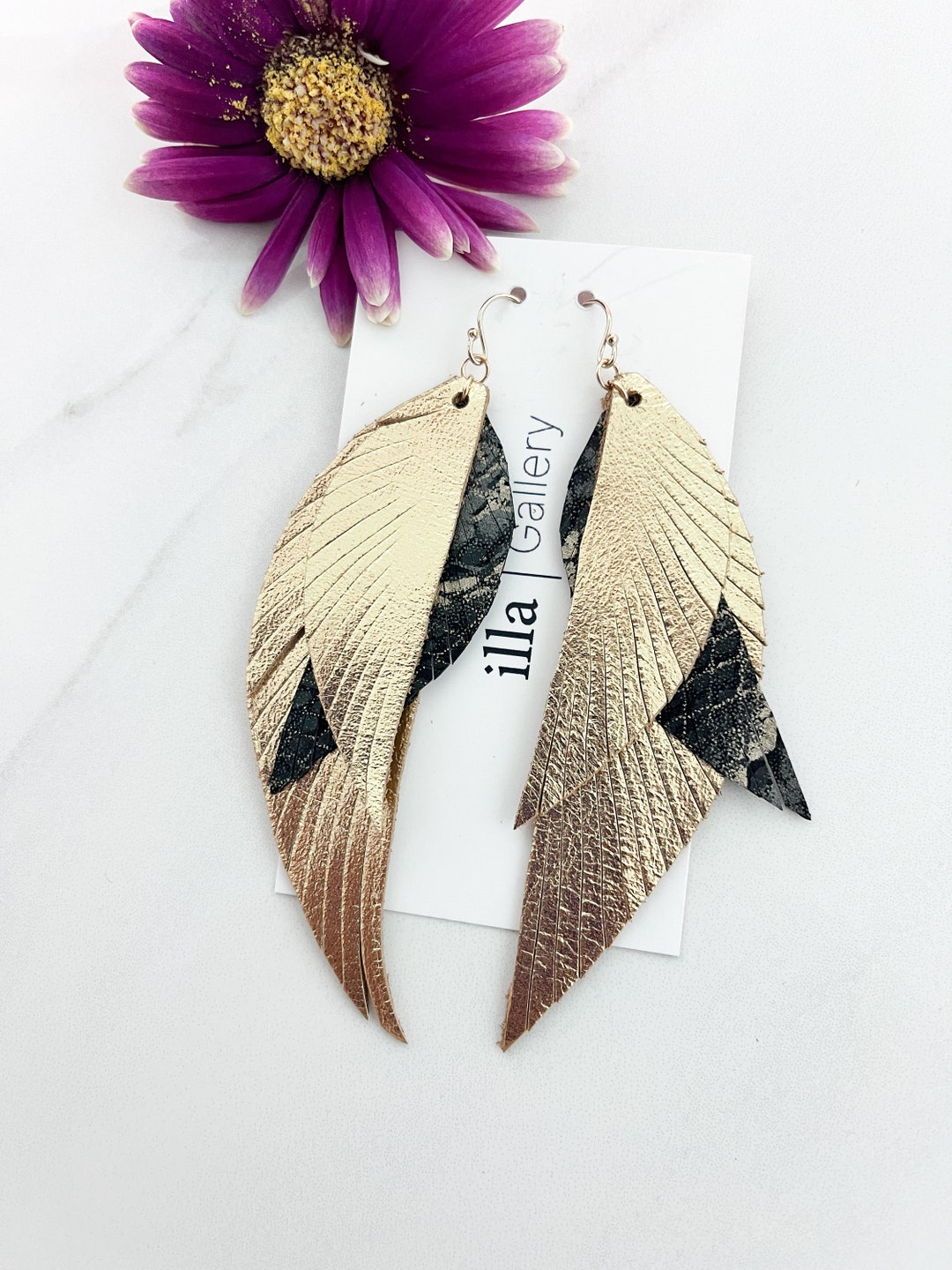 AALIYAH SHORT Gold Feather Earrings - Etsy