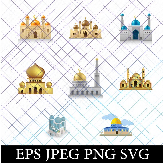 Set of 8 3D Mosques. Jpeg Png Svg Eps. Instant Digital - Etsy UK