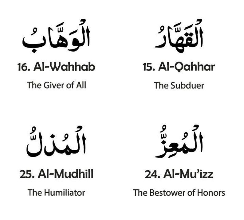 One Page of 99 Names of Allah With Translation and Transliteration ...