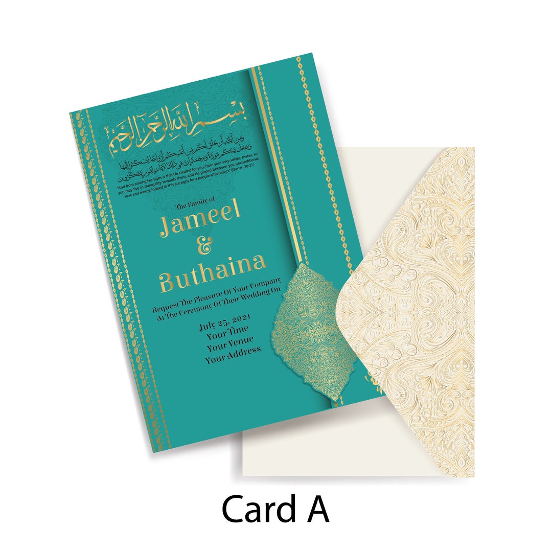 Muslim Wedding Invitation. Nikah Invite Valima Card. Indian Pakistani ...