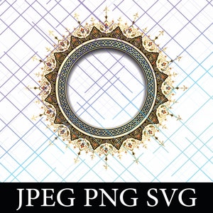 Islamic Gold Floral Circle Frame. Jpeg Png Svg. Instant | Etsy