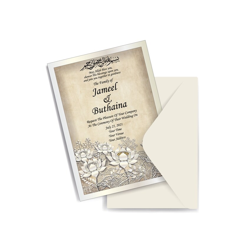 Muslim Wedding Invitation. Nikah Invite Valima Card. Indian - Etsy