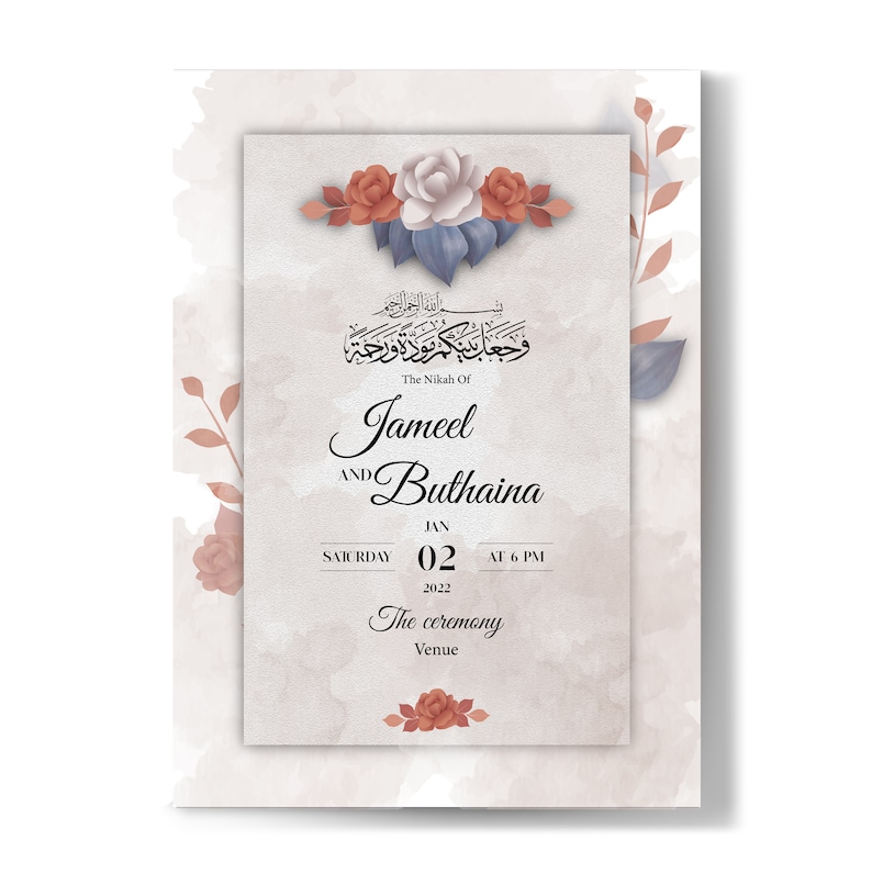 Muslim Wedding Invitation. Nikah Invite Valima Card. Indian - Etsy