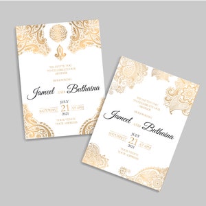 Wedding Invitation. Nikah Invite Valima Card. Englidh, Indian ...