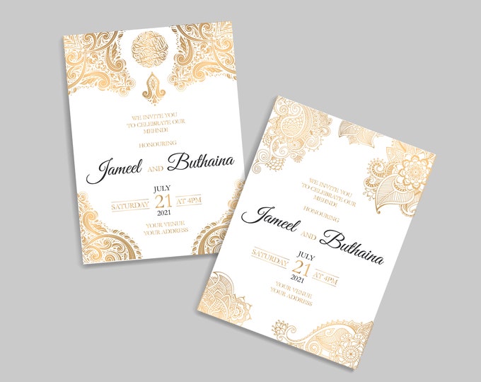 Wedding Invitation. Nikah Invite Valima Card. Englidh, Indian ...
