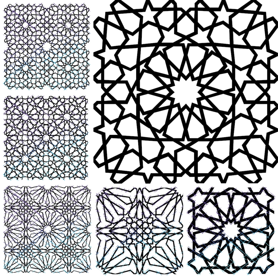 6 Seamless Islamic Geometric Patterns. Jpeg, Png and Svg Files. Instant ...