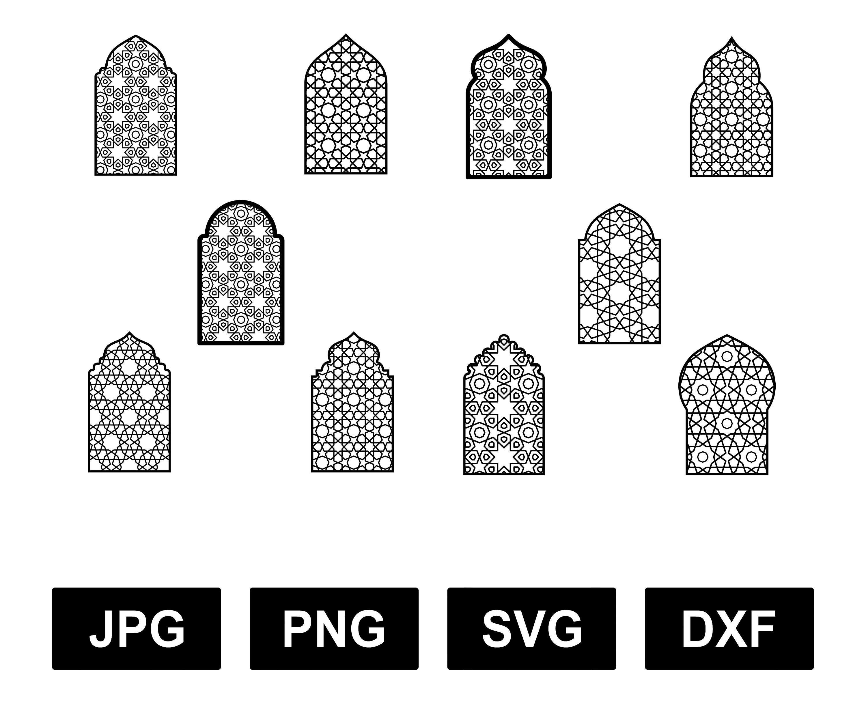 Islamic Arch Window or Door Set. Dxf Jpeg Png and Svg Files. - Etsy Canada