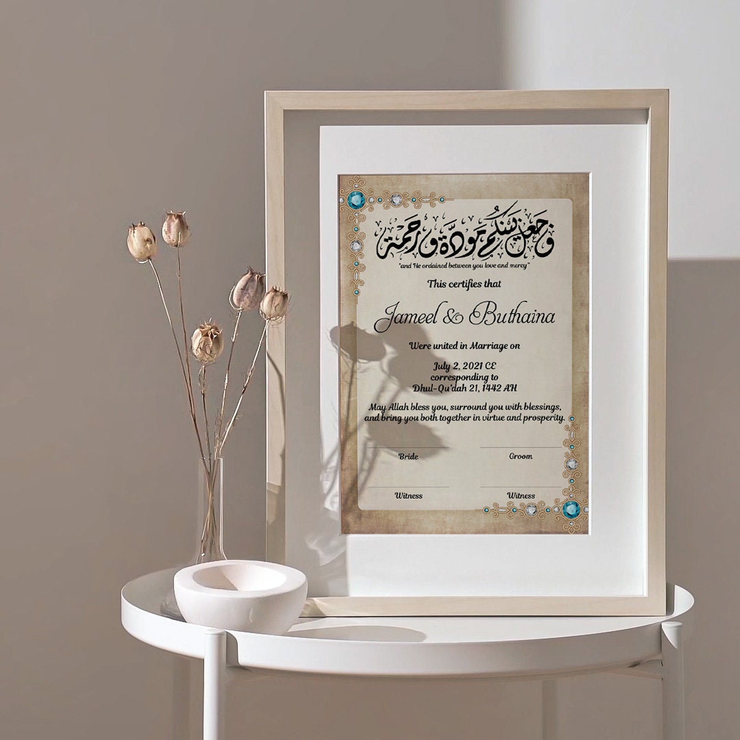 Muslim Wedding Certificate. Nikah Certificate. Indian Pakistani Arab ...