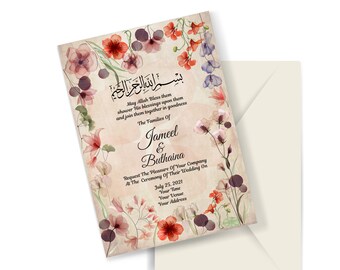 Muslim Wedding Invitation. Nikah Invite Valima Card. Indian - Etsy