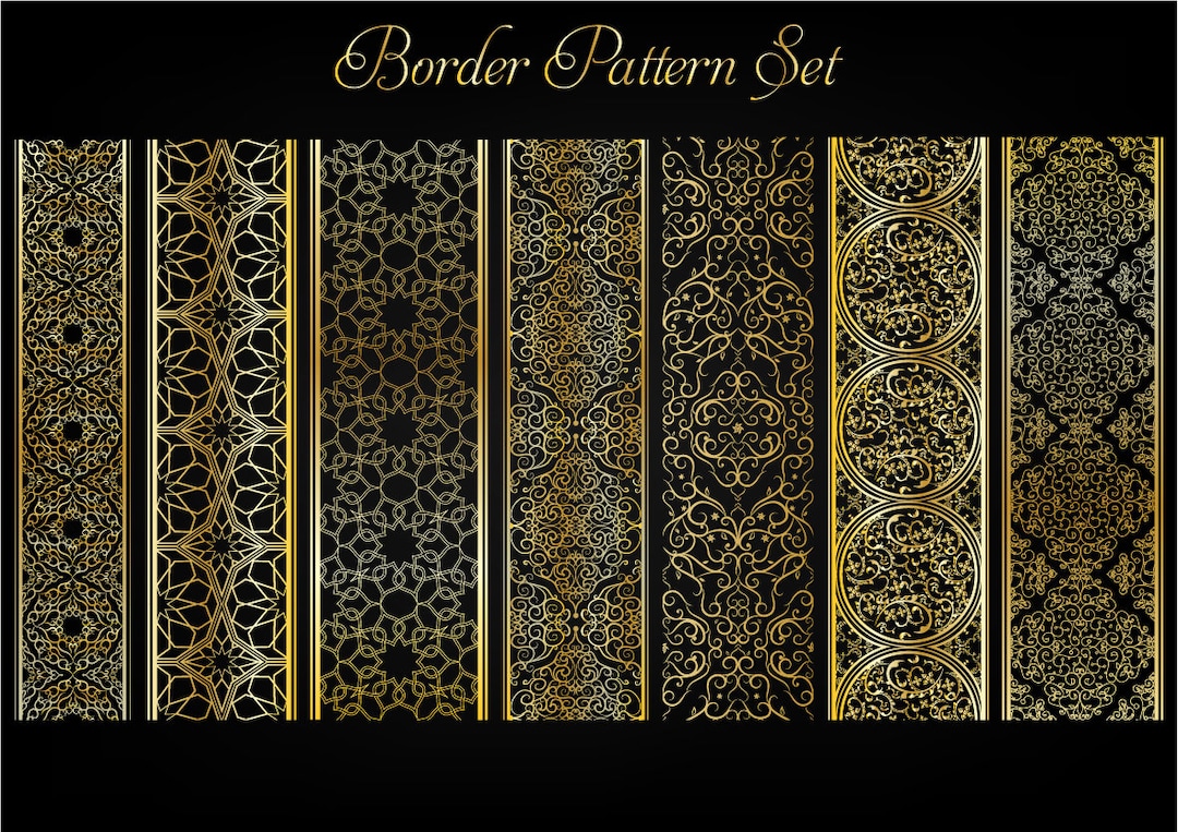 Boarder Pattern Gold. Arabesque Gold Pattern Design. Eps, Jpeg, Png ...