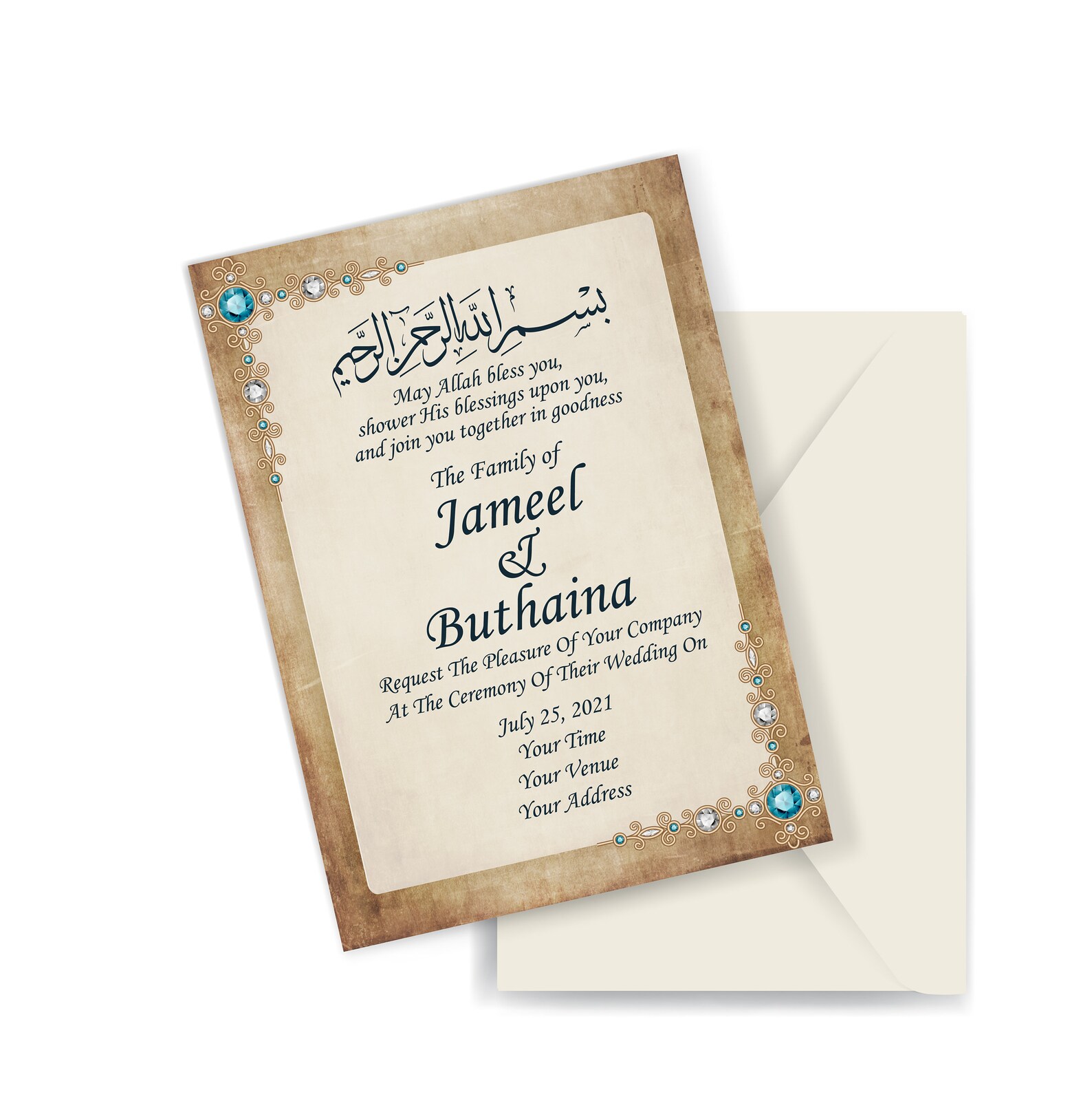 Muslim Wedding Invitation. Nikah Invite Valima Card. Indian - Etsy