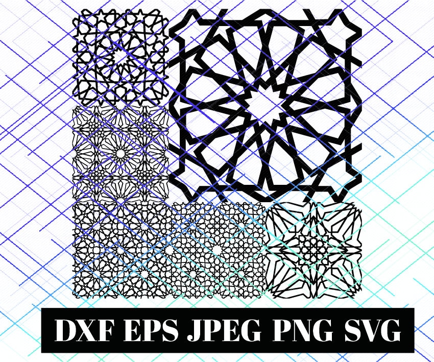6 Seamless Islamic Geometric Patterns. Dxf Esp Peg Png and - Etsy Australia