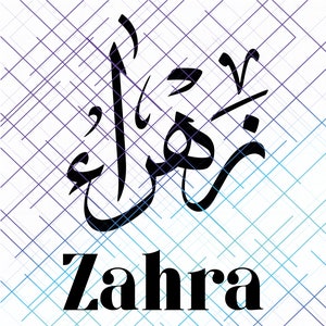 Zahraa in English/ Arabic Name Calligraphy. Name Calligraphy Art. PNG ...