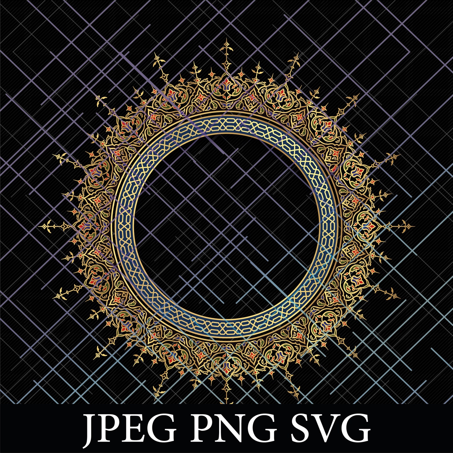 Islamic Gold Floral Circle Frame. Jpeg Png Svg. Instant | Etsy