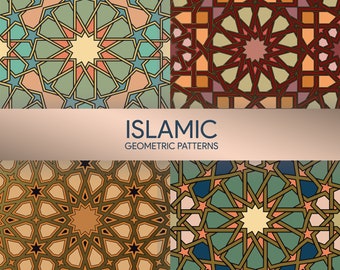 Islamic Geometric Digital Paper Pack, Seamless Pattern. Islamic Digital ...