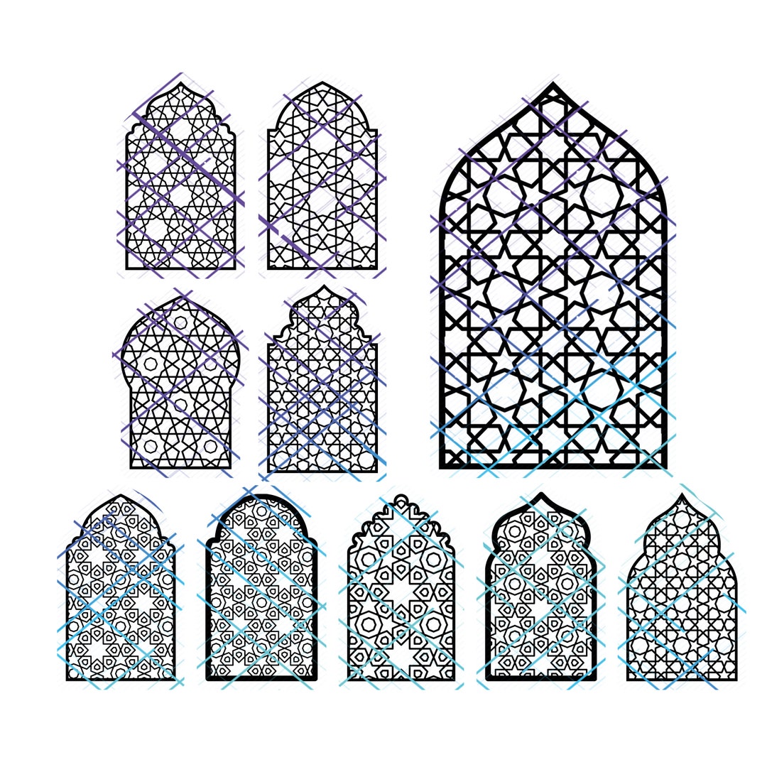 Islamic Arch Window or Door Set. Jpeg, Png and Svg Files. Instant ...