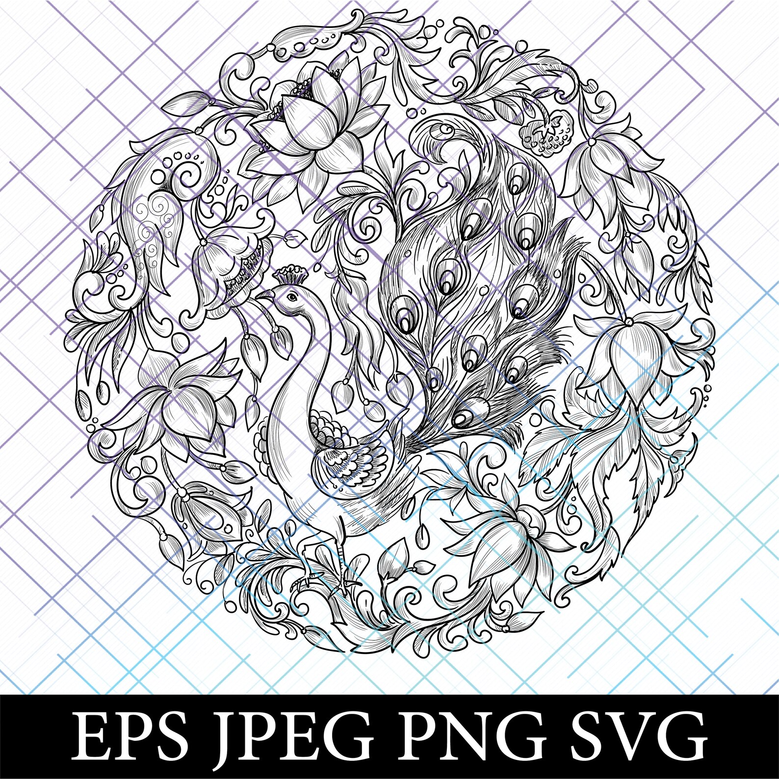 Pfau Mandala Kunst. Eps, Jpeg, Png, Svg. Instant Digital Download. - Etsy.de