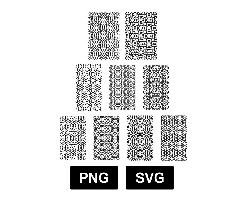 9 Various Size Islamic Geometric Patterns. Png and Svg Files. Instant ...