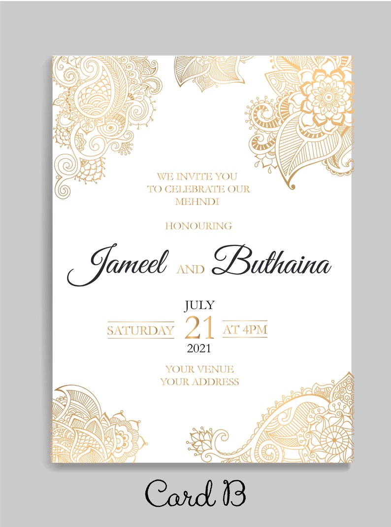 Wedding Invitation. Nikah Invite Valima Card. Englidh Indian - Etsy