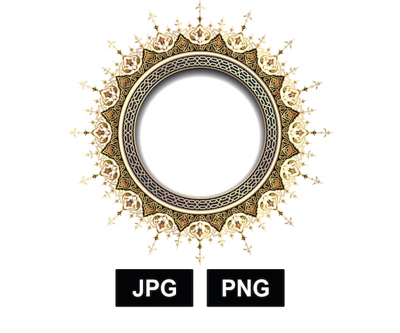 Islamic Gold Floral Circle Frame. Jpeg Png. Instant Digital - Etsy